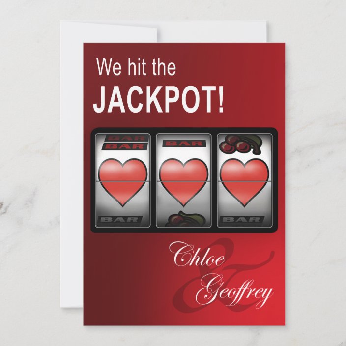 Las Vegas Jackpot Heart Slots Wedding Invitation | Zazzle.com