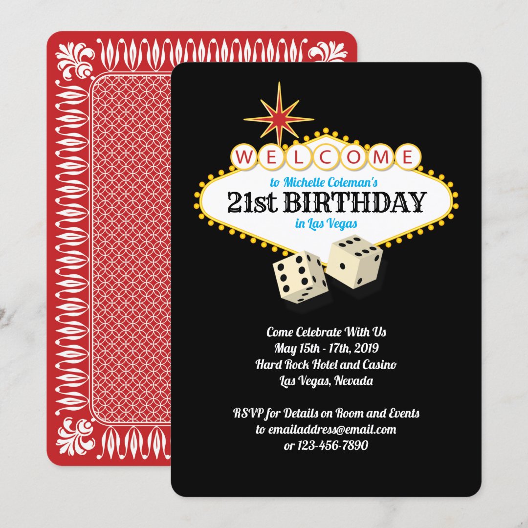 Las Vegas Marquee Birthday Party Invitation | Zazzle