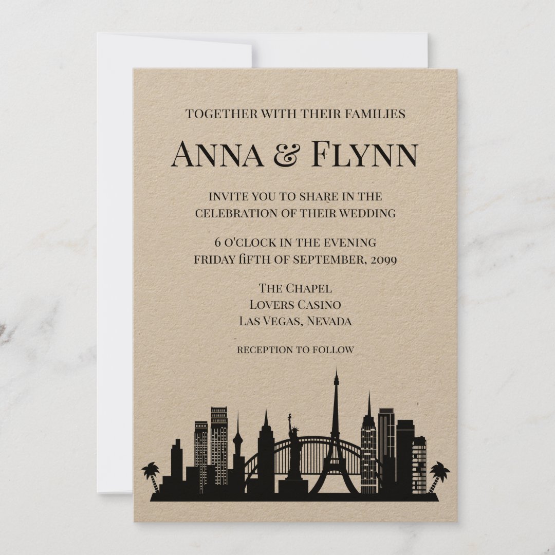 Las Vegas Nevada City Skyline Cityscape Wedding Invitation | Zazzle