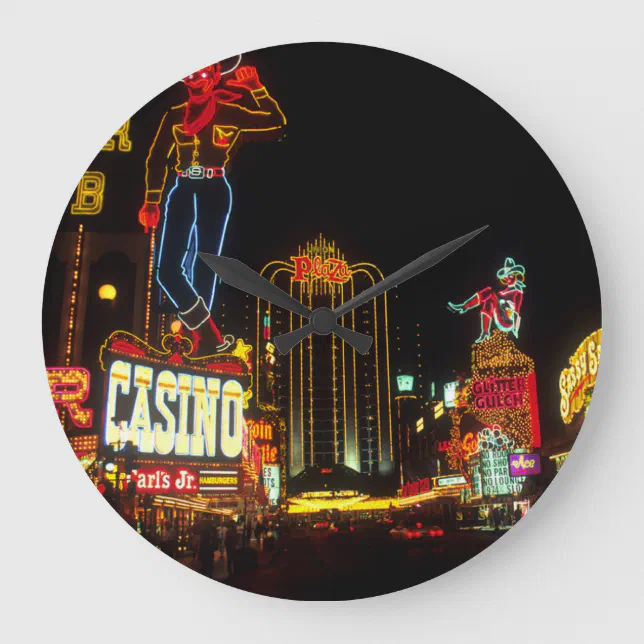 Las Vegas Night Time Neon Lights Casinos Sign Large Clock | Zazzle