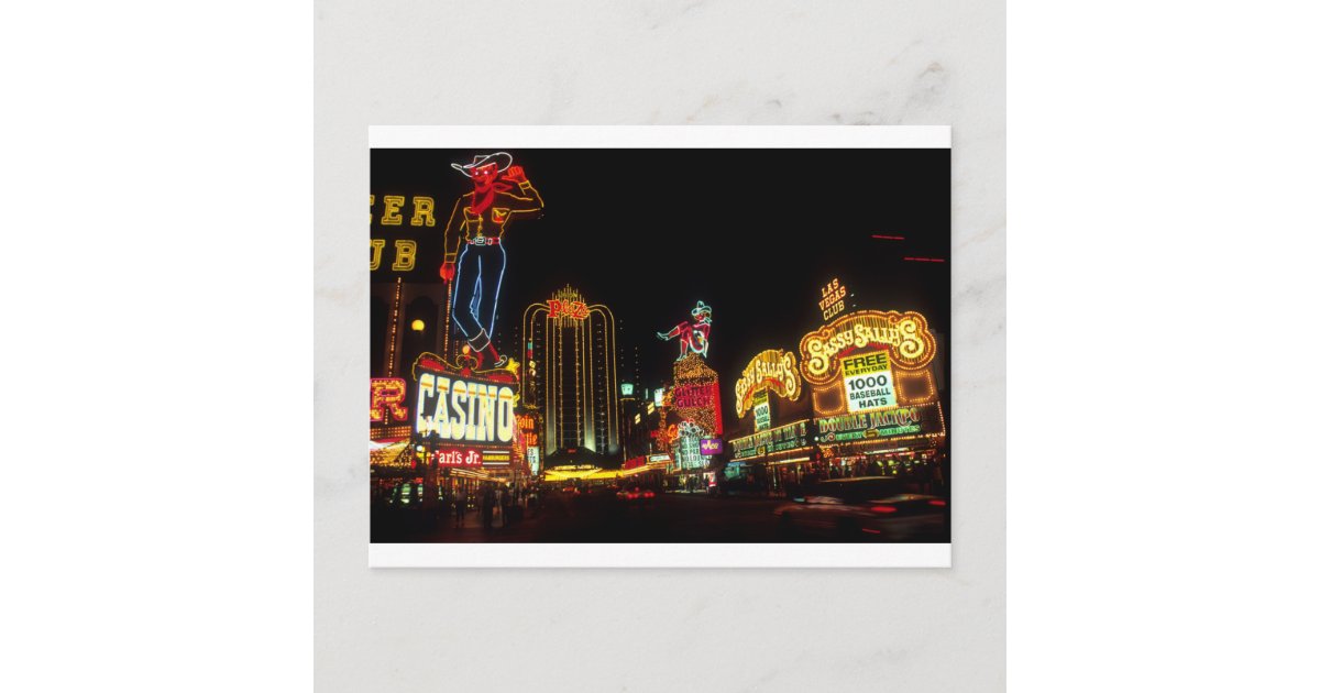 Las Vegas Night Time Neon Lights Casinos Sign Postcard | Zazzle