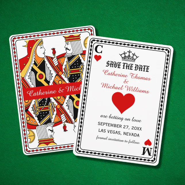 Las Vegas Playing Card King & Queen Save The Date | Zazzle