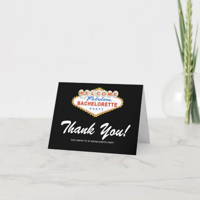 Las Vegas Sign Bachelorette Party Thank You Card | Zazzle