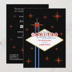 Las Vegas Sign Birthday Party Invitation | Zazzle