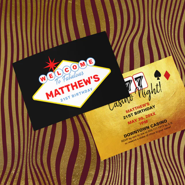 Las Vegas Sign Casino Night Party Invitation | Zazzle