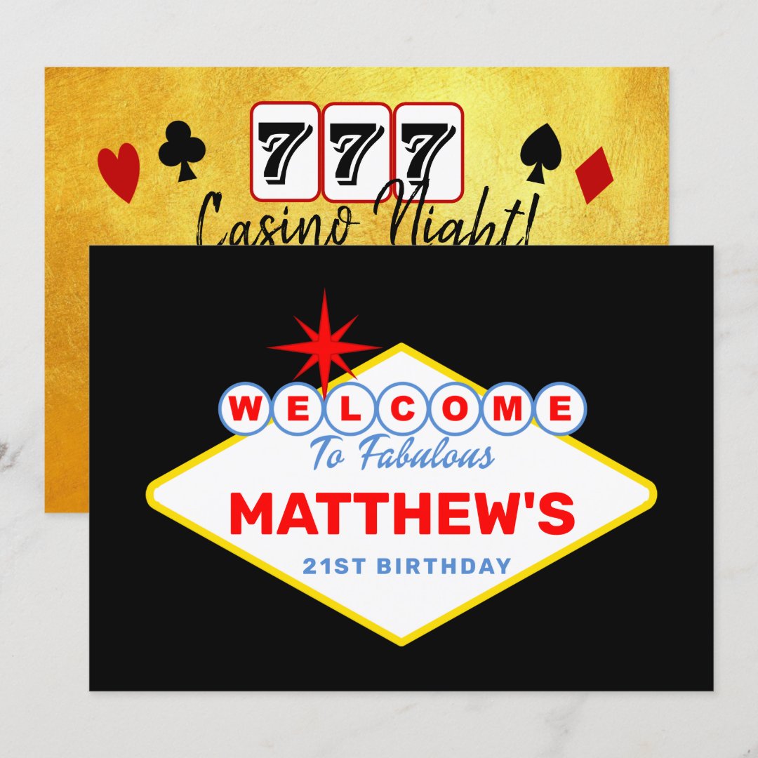 Las Vegas Sign Casino Night Party Invitation | Zazzle