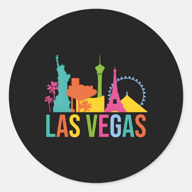Las Vegas Skyline Cityscape City Metropole Classic Round Sticker | Zazzle