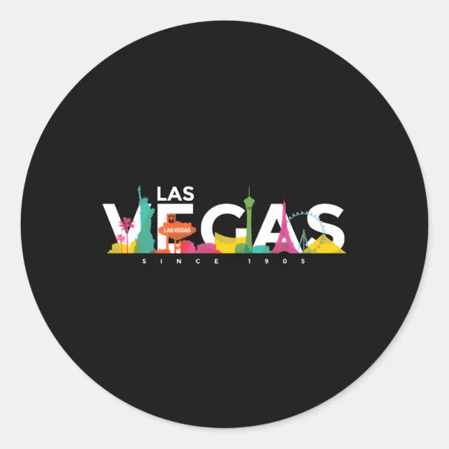 Las Vegas Skyline Nevada Classic Round Sticker | Zazzle