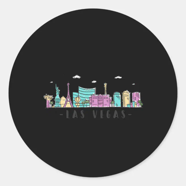 Las Vegas Skyline Nevada Classic Round Sticker | Zazzle