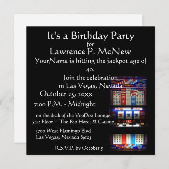 Las Vegas Slot Machine Birthday Party Invitation | Zazzle
