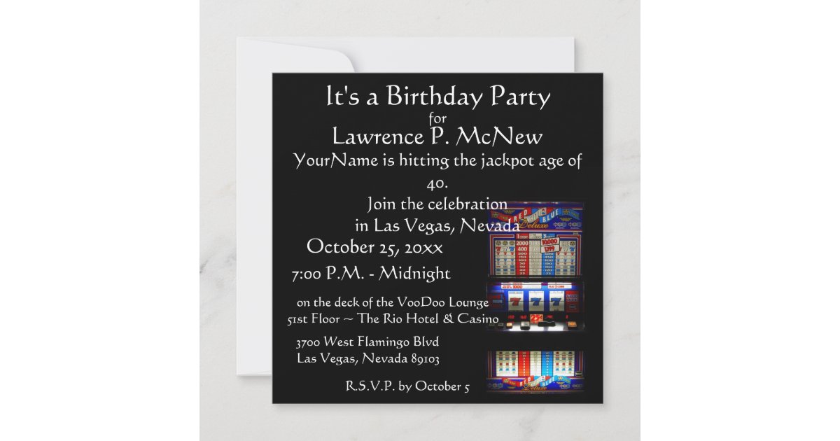 Las Vegas Slot Machine Birthday Party Invitation | Zazzle