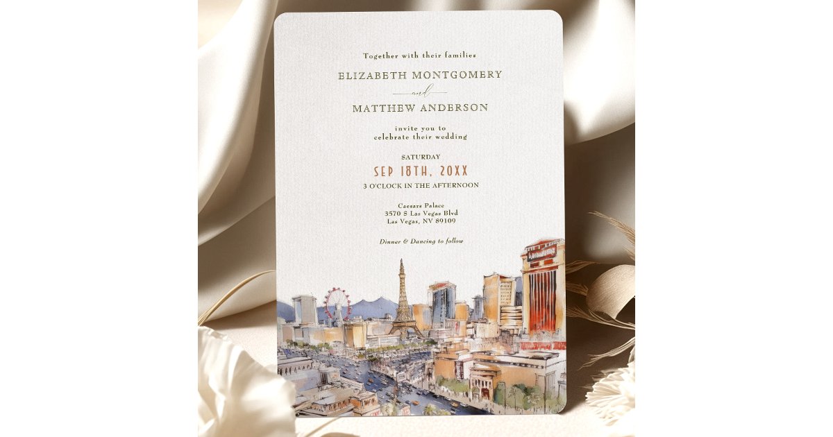 Las Vegas Streets Sin City Wedding Invitation | Zazzle