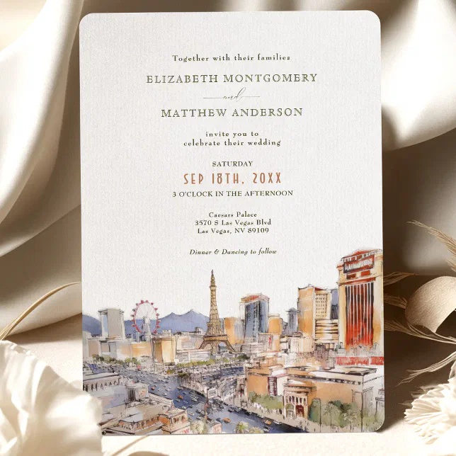Las Vegas Streets Sin City Wedding Invitation | Zazzle