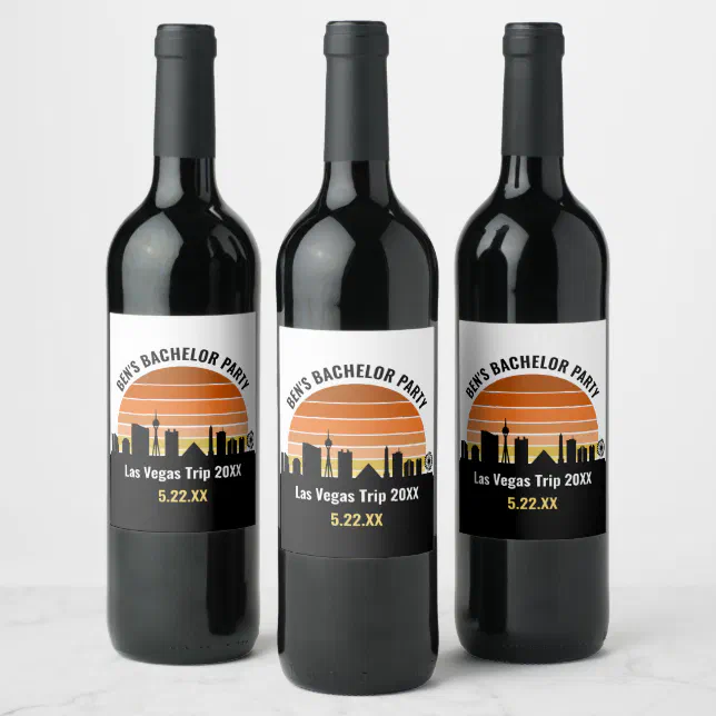 Las Vegas Strip Sunset Custom Vacation Wine Label | Zazzle