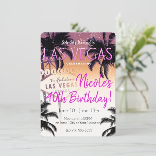Las Vegas Summer Girls Weekend Birthday Party Invitation | Zazzle