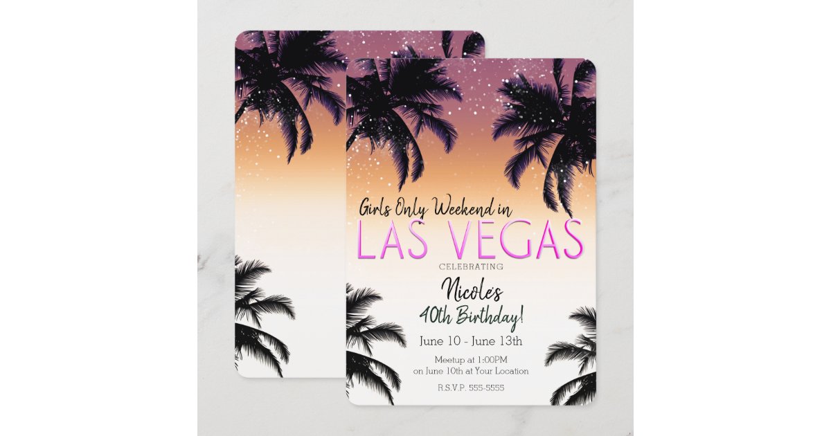 Las Vegas Summer Girls Weekend Birthday Party Invitation | Zazzle