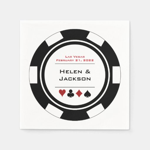 Las Vegas Wedding Black White Casino Poker Chip Napkins | Zazzle