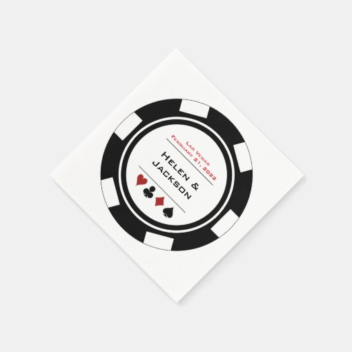 Las Vegas Wedding Black White Casino Poker Chip Napkins | Zazzle