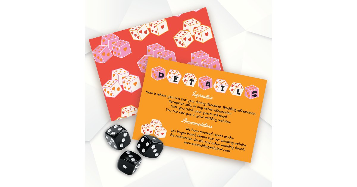 Las Vegas Wedding Funky Dice Details Information Invitation | Zazzle