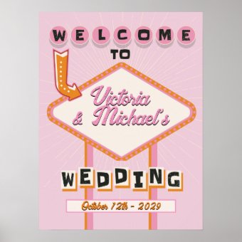 Las Vegas Wedding Mod Retro Welcome Sign | Zazzle