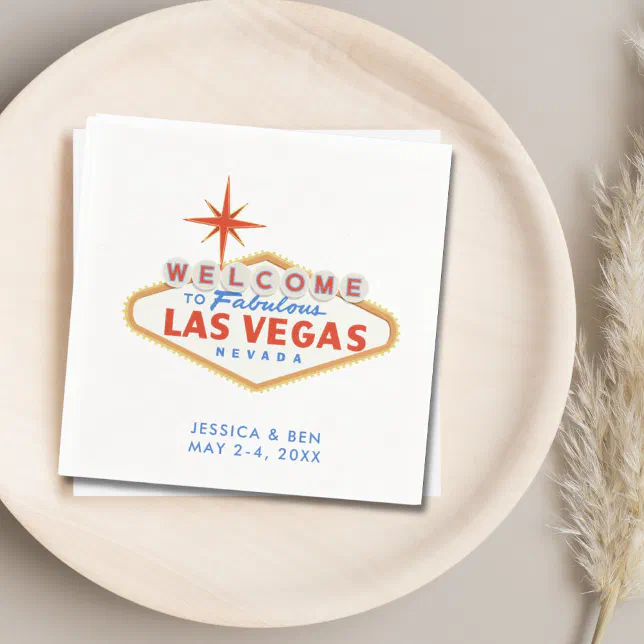 Las Vegas Wedding Welcome Party Cocktail Napkins | Zazzle