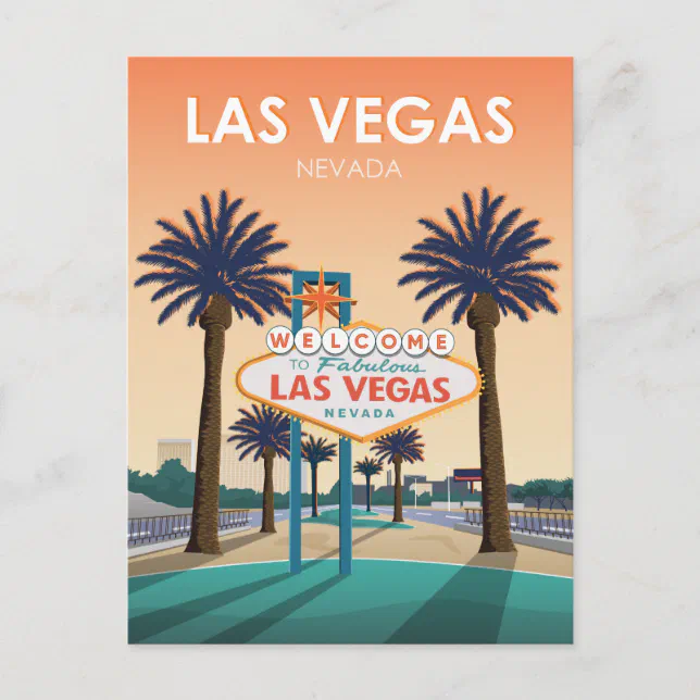 Las Vegas Welcome Sign at Sunset Vintage Travel Postcard | Zazzle