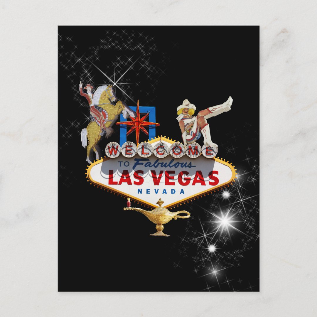Las Vegas Welcome Sign On Starry Background Postcard | Zazzle