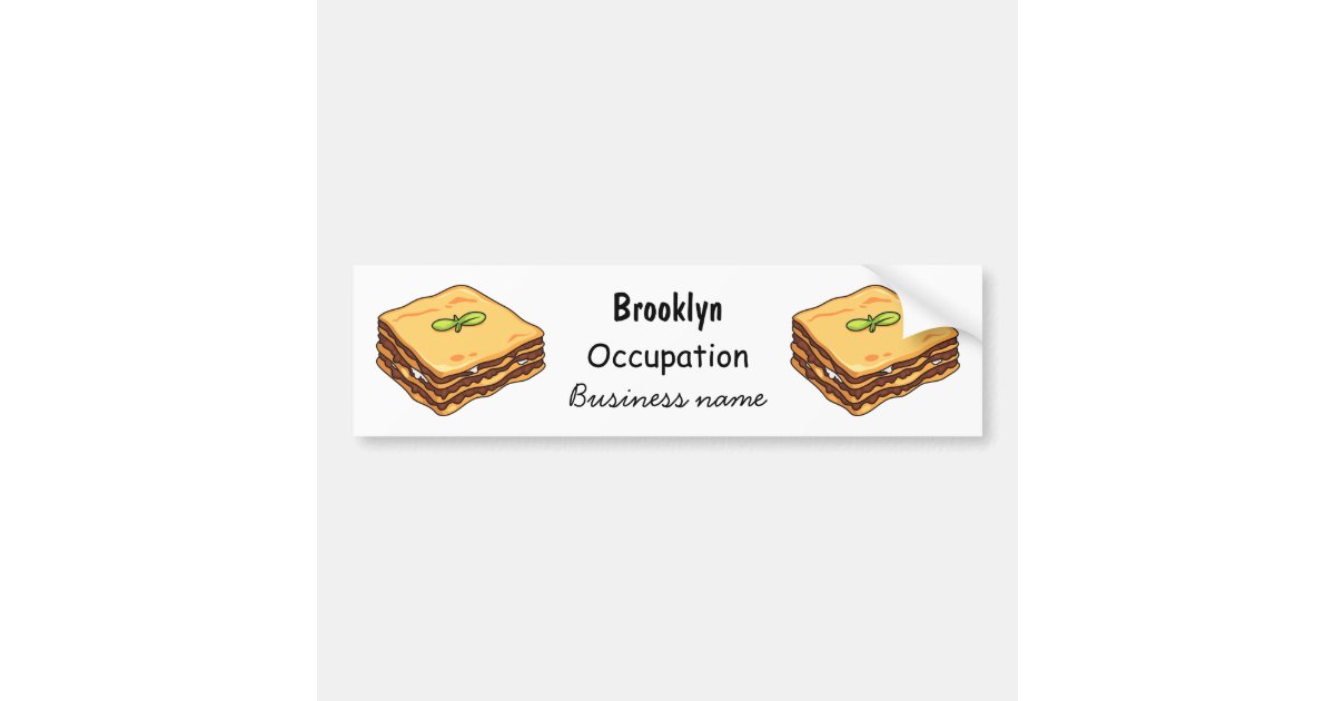 Lasagna cartoon illustration bumper sticker | Zazzle