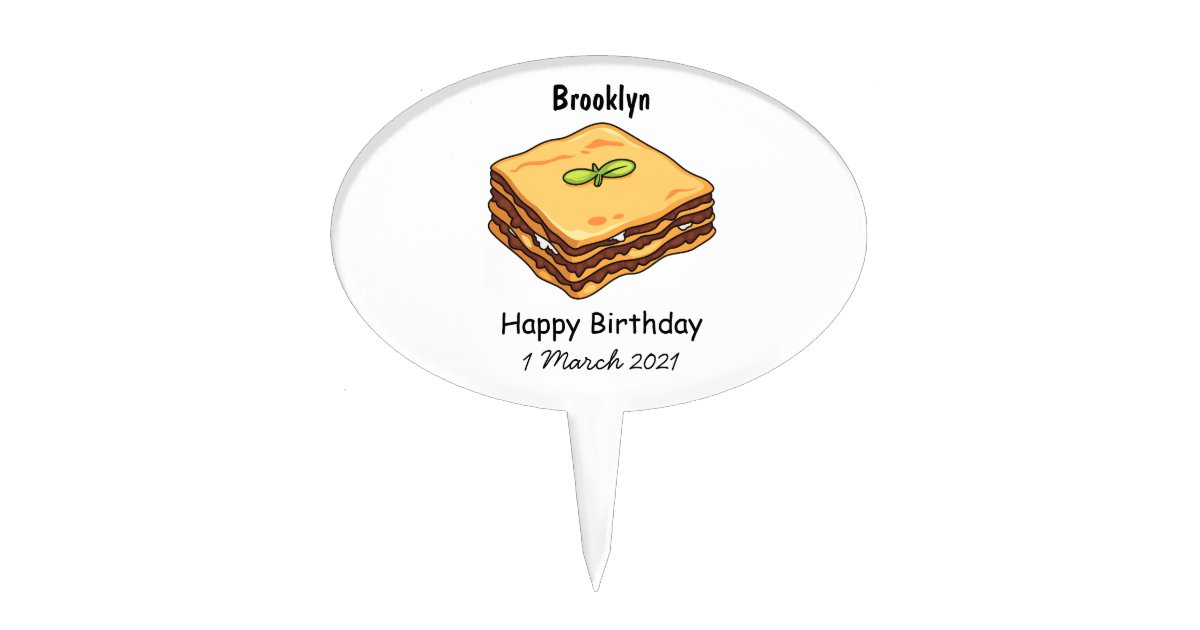 Lasagna cartoon illustration cake topper | Zazzle