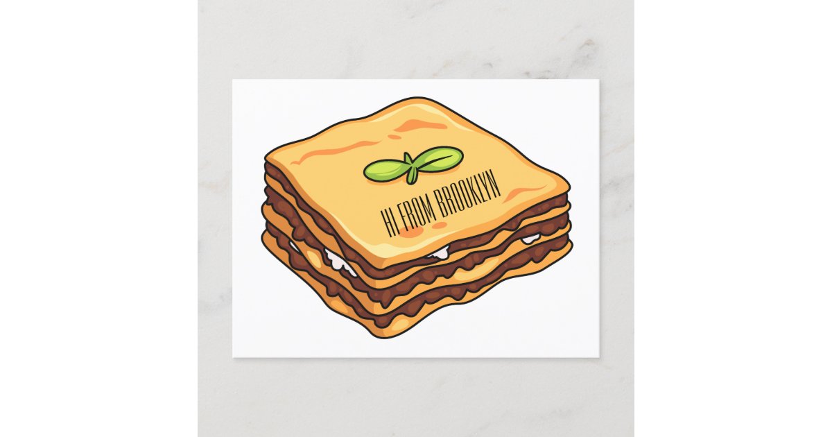 Lasagna cartoon illustration postcard | Zazzle