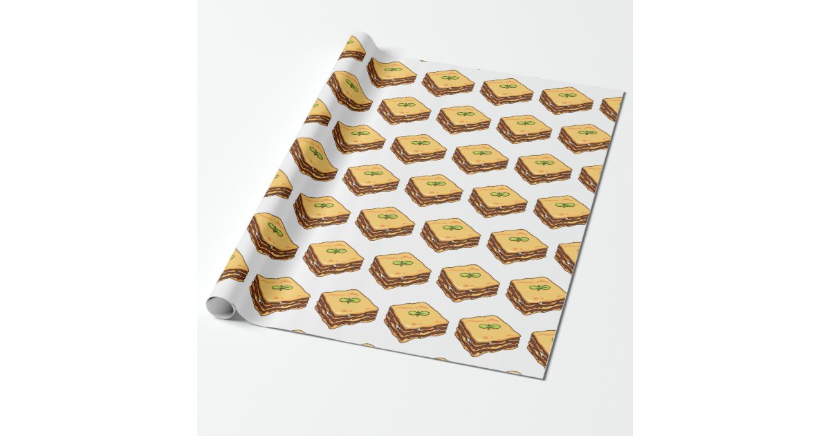 Lasagna cartoon illustration wrapping paper | Zazzle