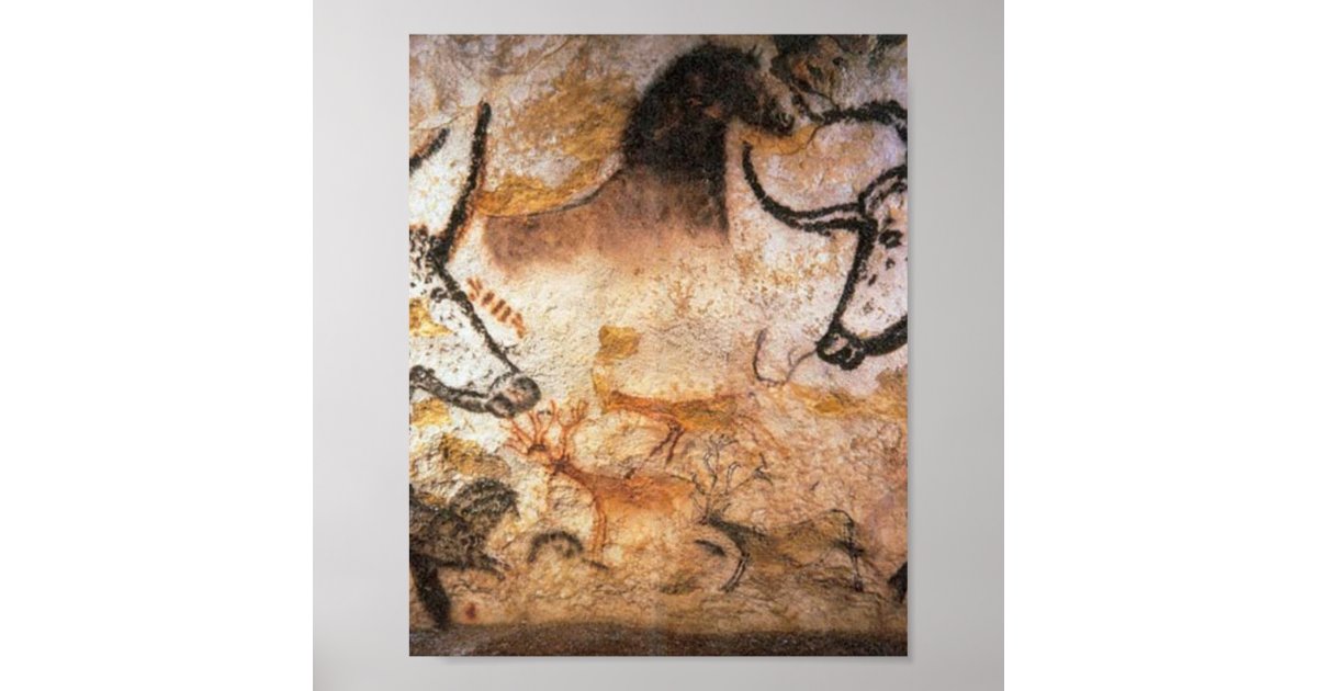 Lascaux Bulls Buffalo Cave Painting Poster | Zazzle
