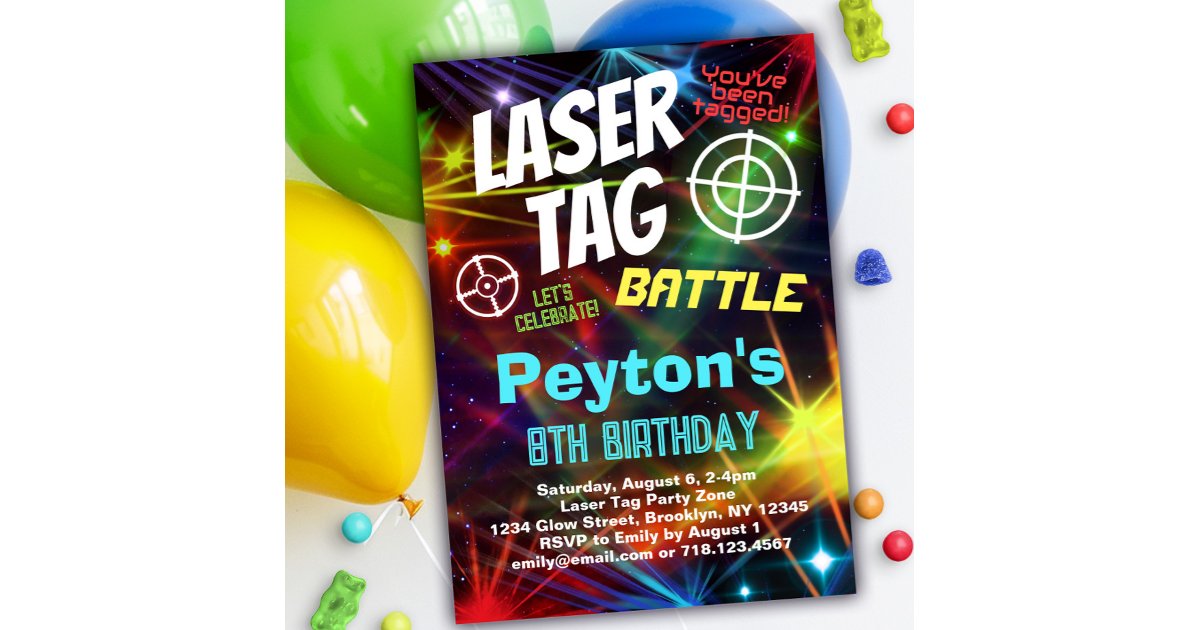 Laser Tag Battle Birthday Party Invitation | Zazzle