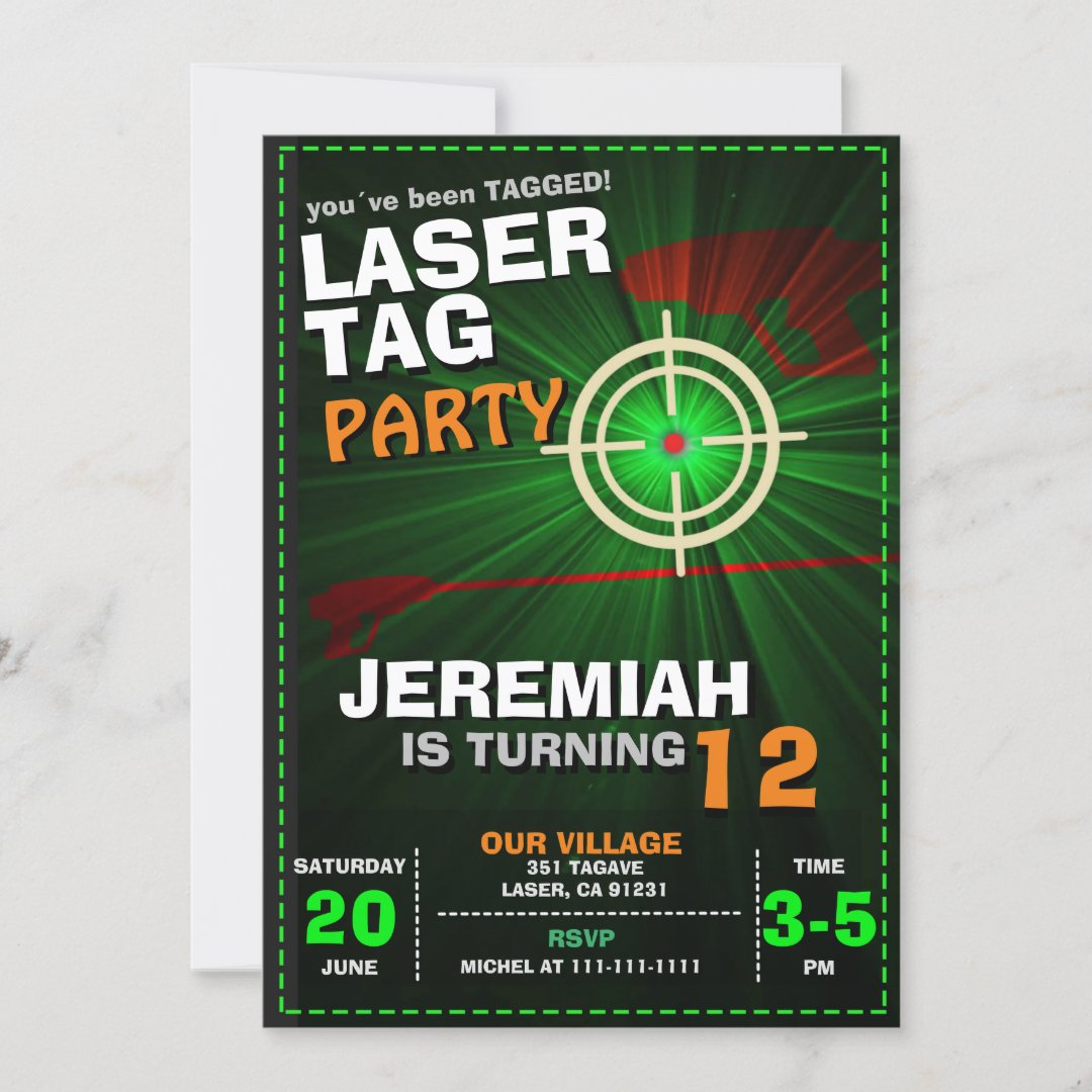 LASER TAG BIRTHDAY INVITATION TEMPLATE | Zazzle