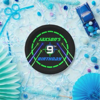 Laser Tag Birthday Party Food Paper Plates | Zazzle