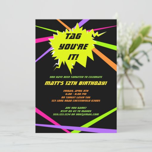 Laser Tag Birthday Party Invitation | Zazzle