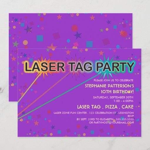 Laser Tag Birthday Party Invitation | Girl | Zazzle