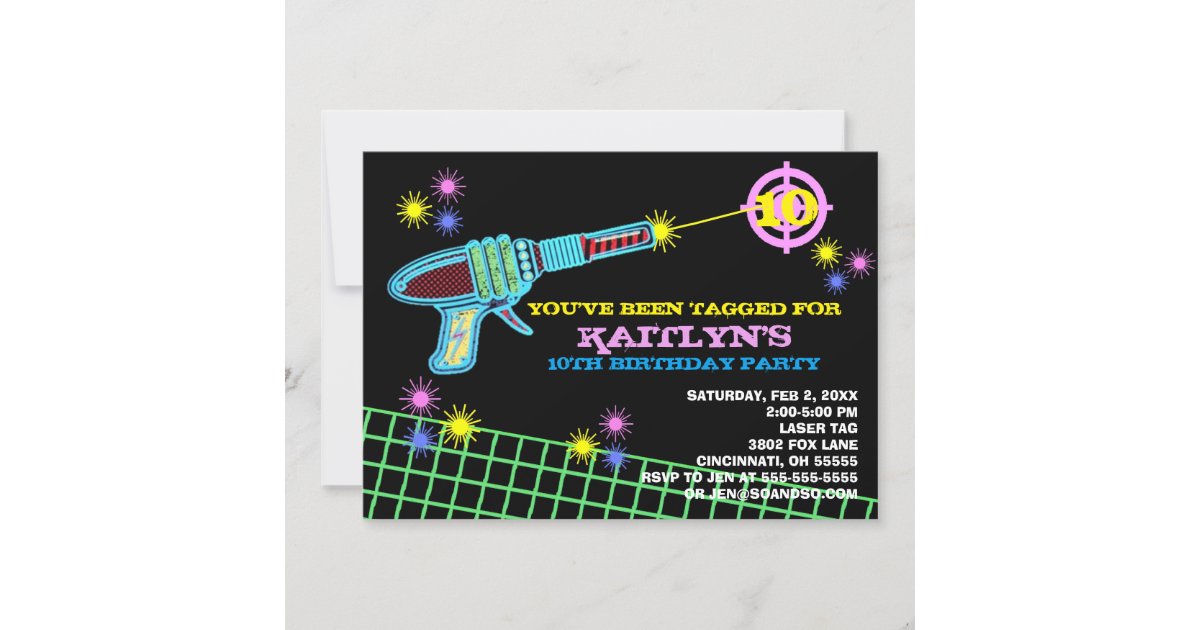 Laser Tag Custom Birthday Party Invitation Girl | Zazzle