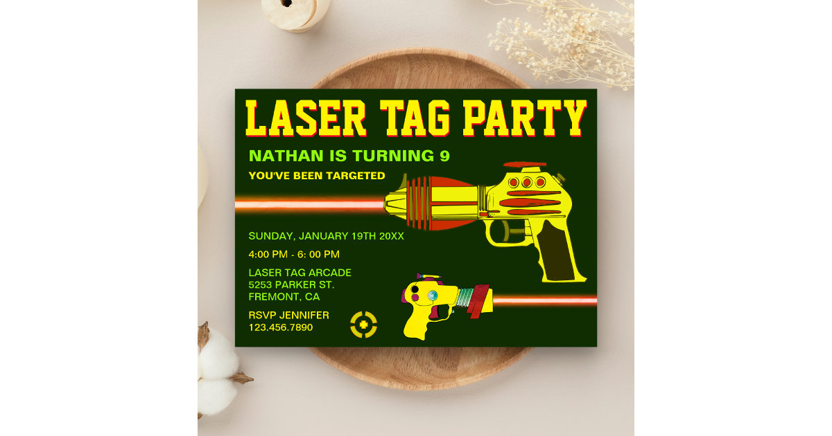 Laser Tag Kids Birthday Party Invitation | Zazzle