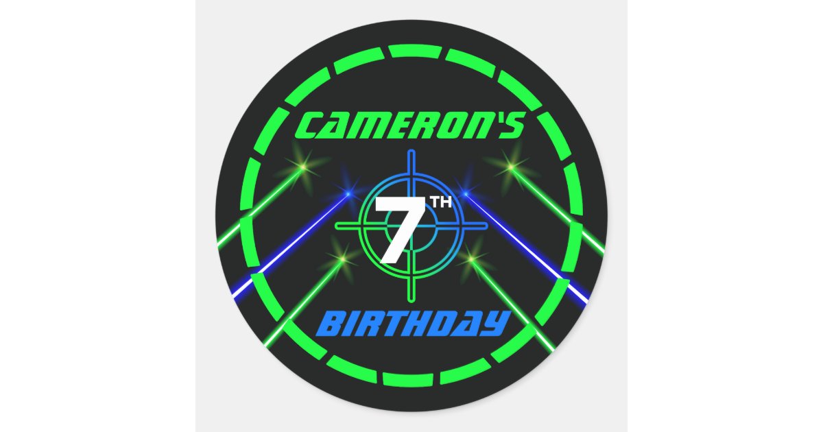 Laser Tag Neon Birthday Party Stickers | Zazzle