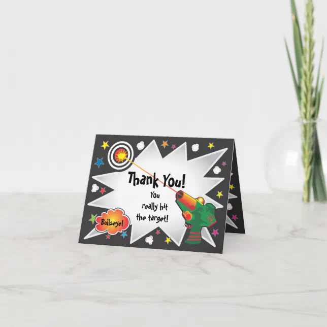 Laser tag Thank you card | Zazzle