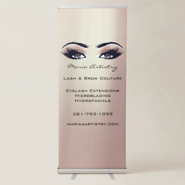 Lash And Brow Culture Rose Gold Eyes Blush1 Retractable Banner | Zazzle