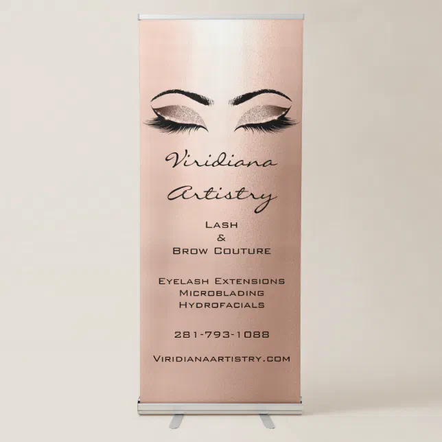 Lash And Brow Culture Rose Gold Eyes Brows 1 Retractable Banner | Zazzle
