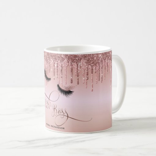 Lash Boss Makeup Eyebrow Eyes Lashes Dripping Gold Coffee Mug | Zazzle