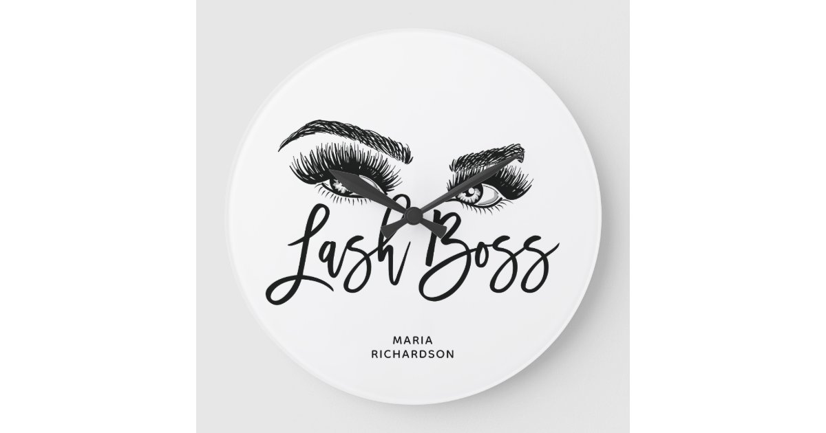 Lash Boss Makeup Eyebrow Eyes Lashes Rose Gold Large Clock | Zazzle