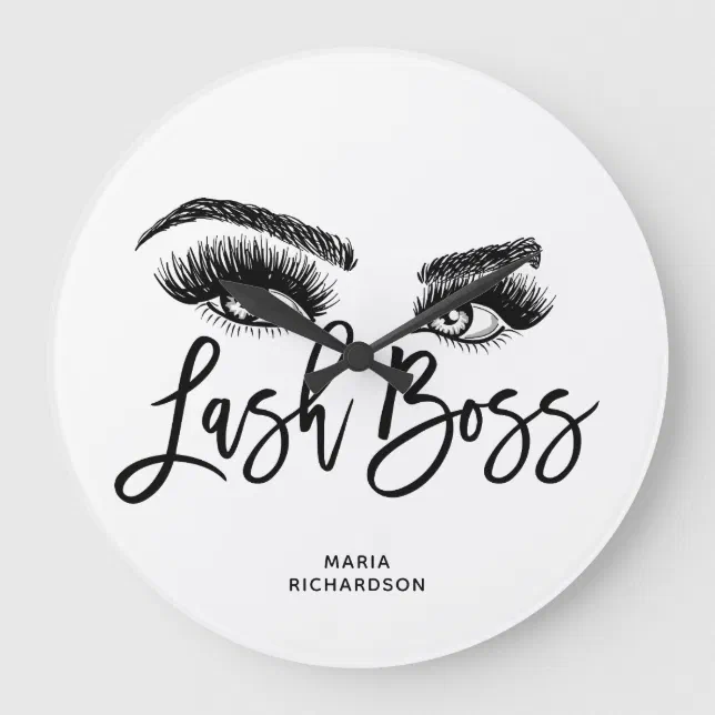 Lash Boss Makeup Eyebrow Eyes Lashes Rose Gold Large Clock | Zazzle