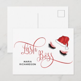 Lash Boss Santa Lashes Christmas Postcard | Zazzle