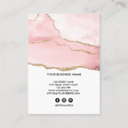 Lash Client Record Add Logo Blush Pink Agate Busin Business Card | Zazzle
