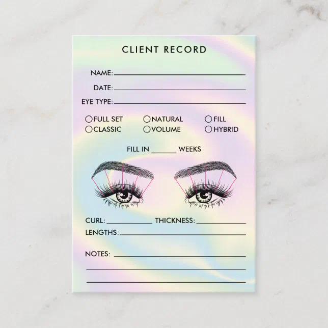 Lash Client Record Add Logo Holograph Business Card | Zazzle