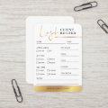 Lash Client Record Form White & Gold Lashes Salon Business Card | Zazzle